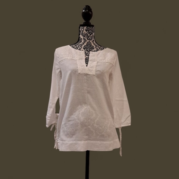 GAP | Tops | Gap Womens Tunic Top White 34 Sleeve Cotton Size S | Poshmark
